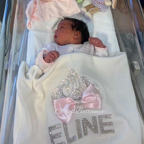 Personalized Baby Blanket With Crystal Swarovski Stone - Etsy