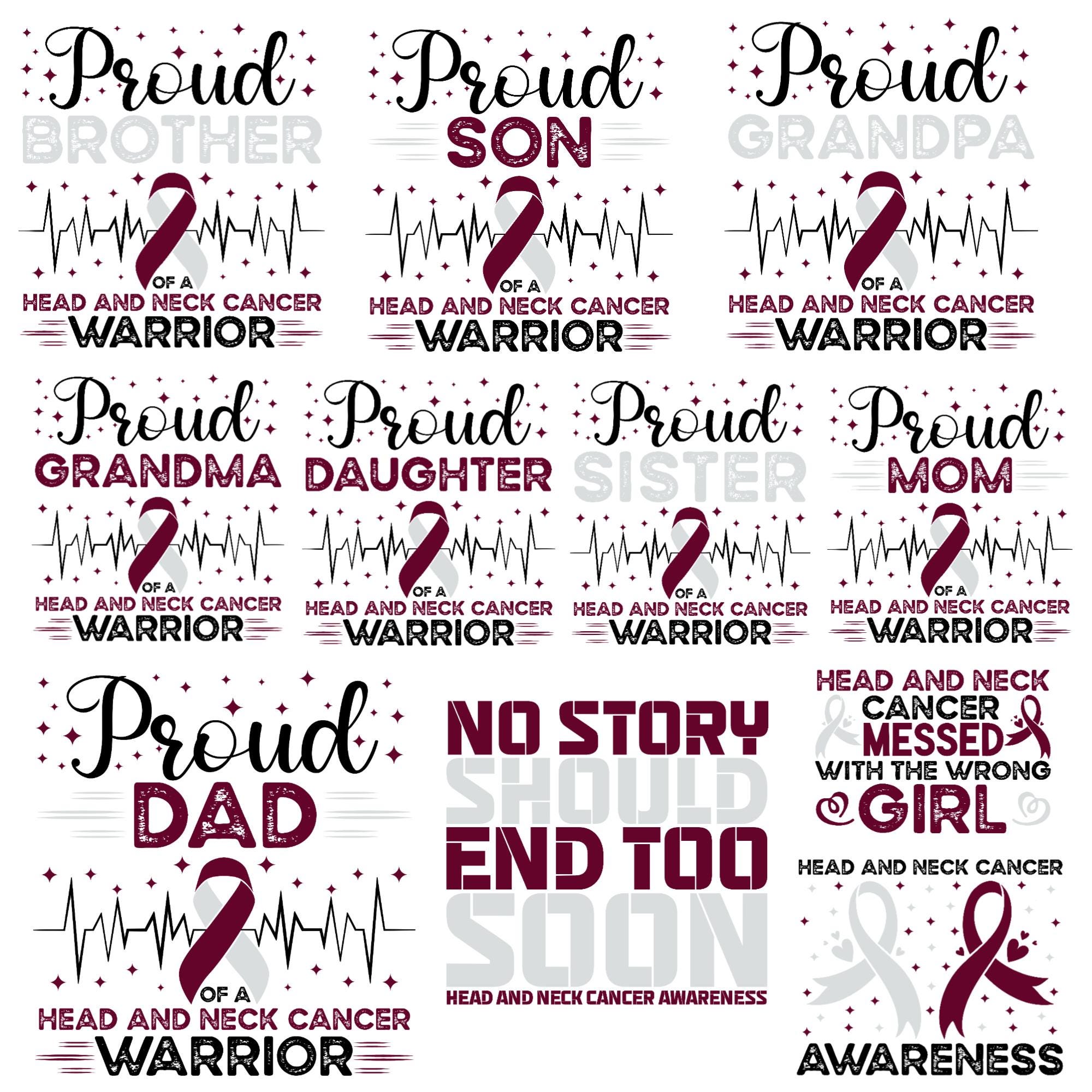 Head and Neck Cancer Awareness SVG Bundle, Burgundy Ribbon SVG, Files ...