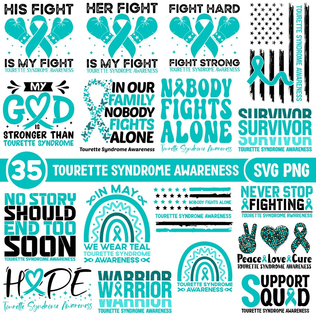 Tourette Syndrome Awareness SVG Bundle, Teal Ribbon Svg, Files for ...