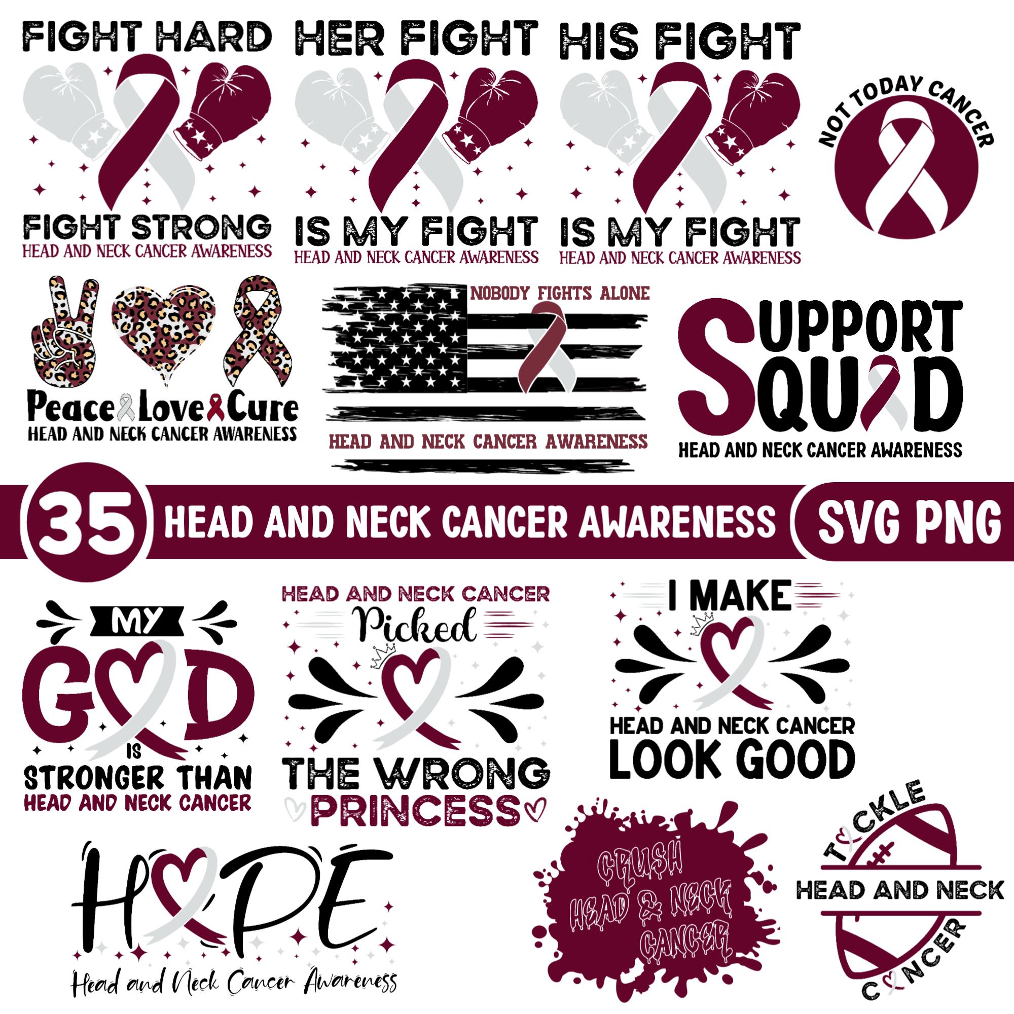 Head and Neck Cancer Awareness SVG Bundle, Burgundy Ribbon SVG, Files ...