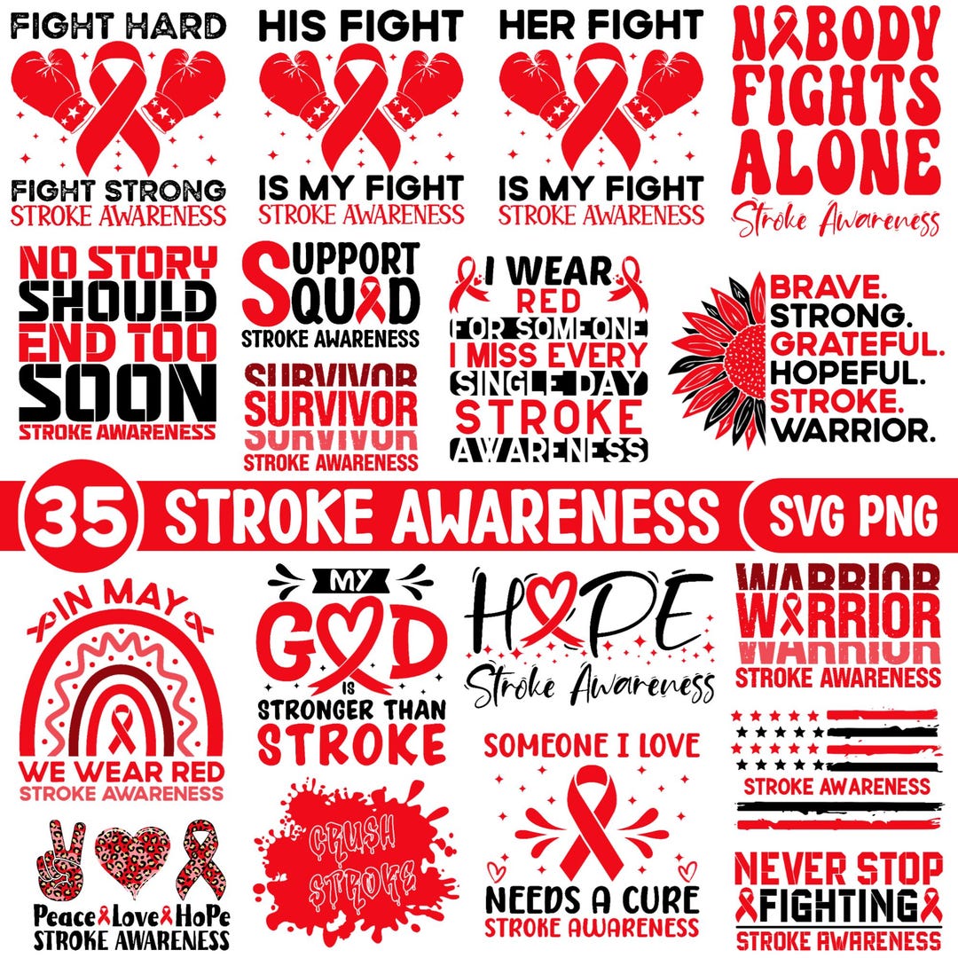 Stroke Awareness SVG Bundle, Red Ribbon Svg , Files for Cricut, Stroke ...