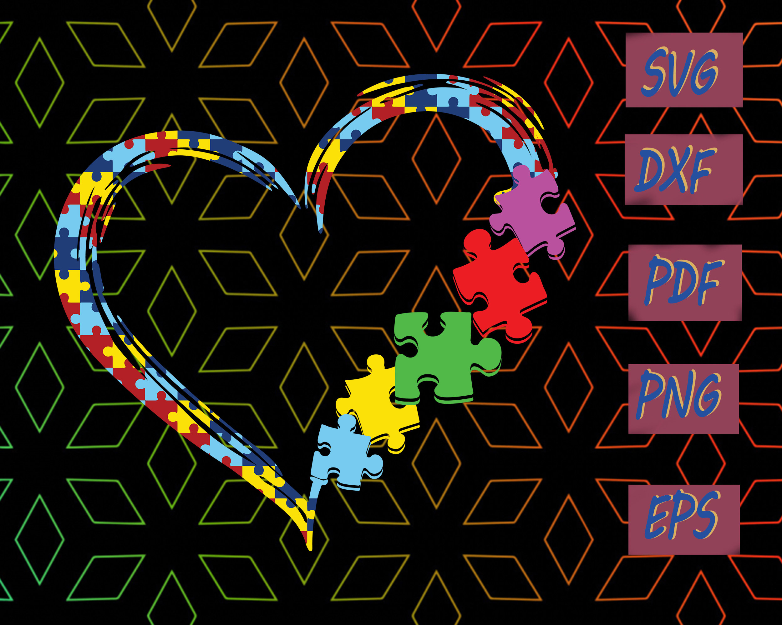 Autism Awareness Love Heart Puzzle Piece Svg Heart Autism | Etsy