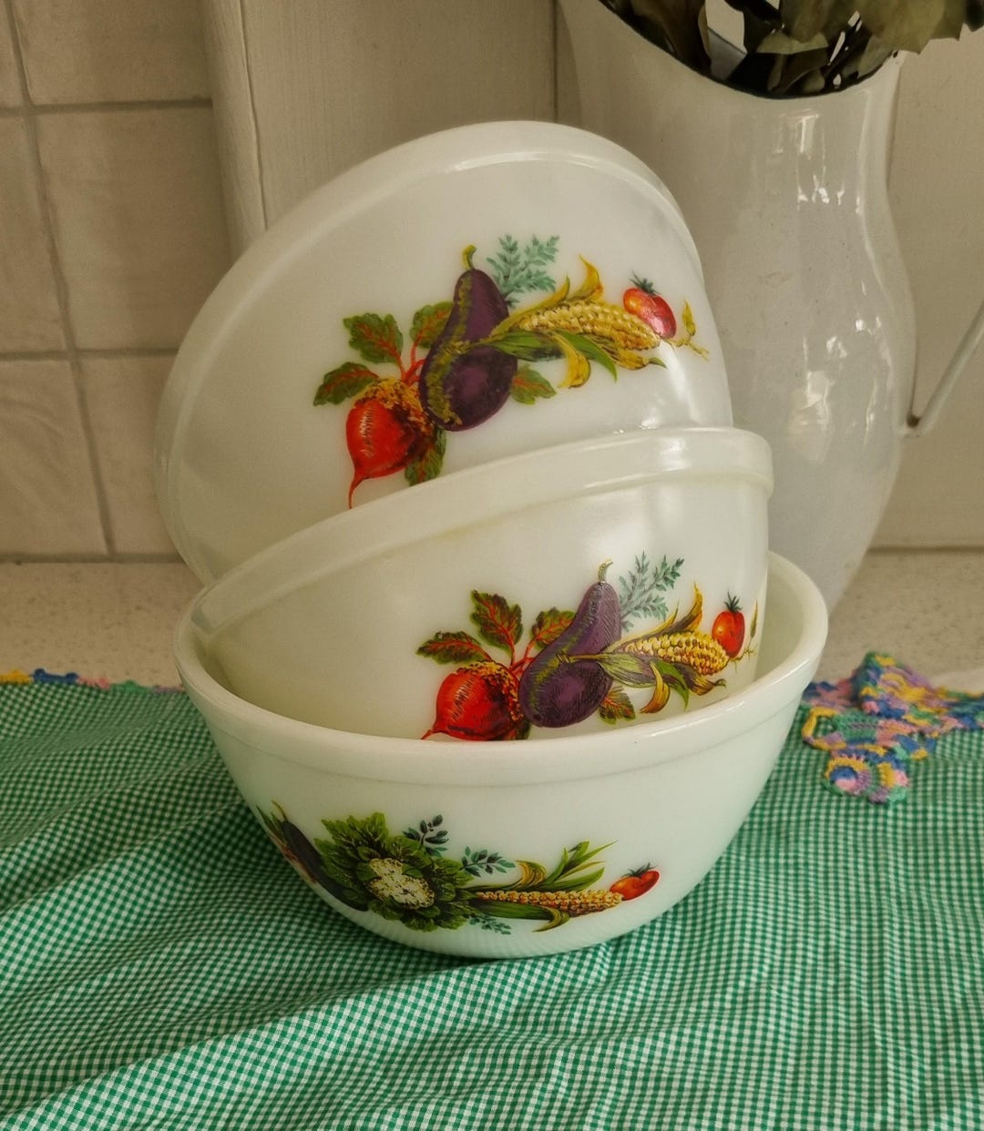 Set of Three Vintage JAJ Pudding Bowls With Vegetable Design - Etsy
