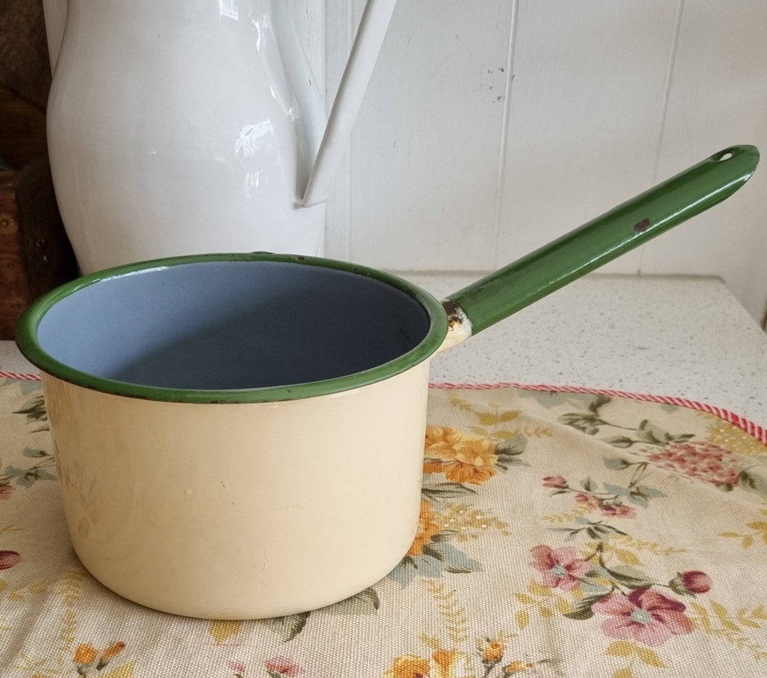 Vintage Enamelware Small Cream Pot - Etsy