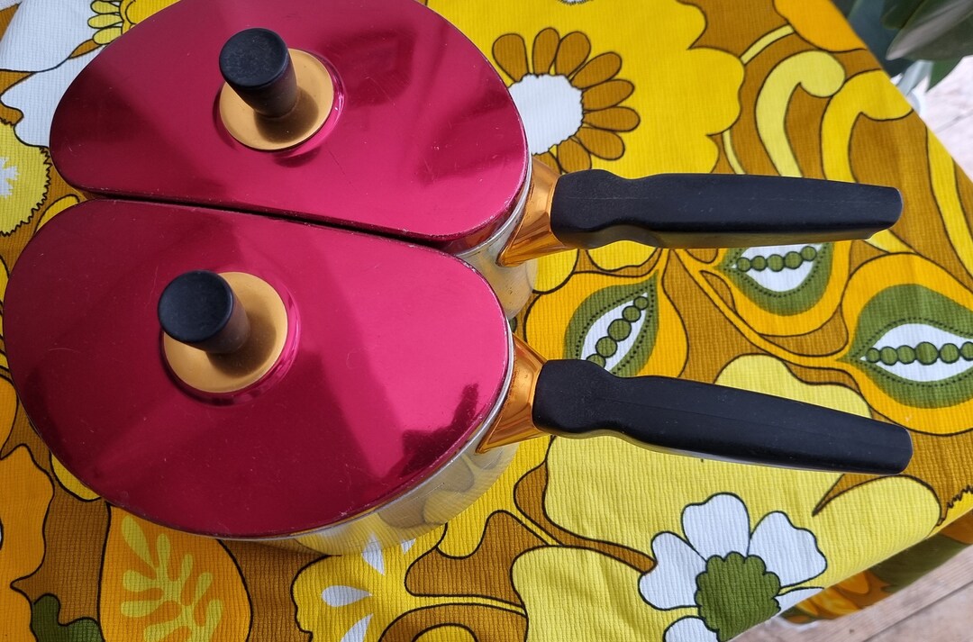 Vintage Double Pot With Andonised Lids and Trim - Etsy