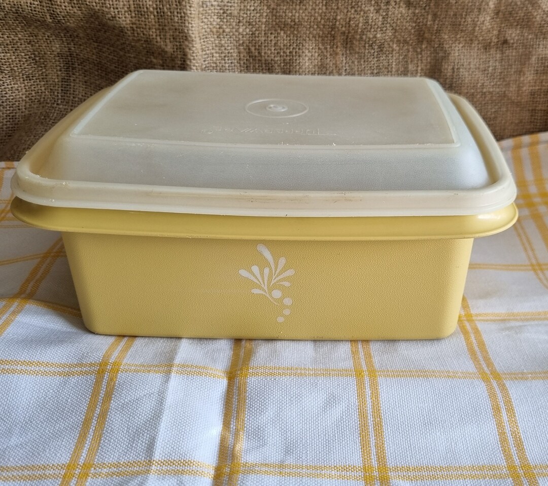 Vintage Harvest Gold Tupperware Container - Etsy