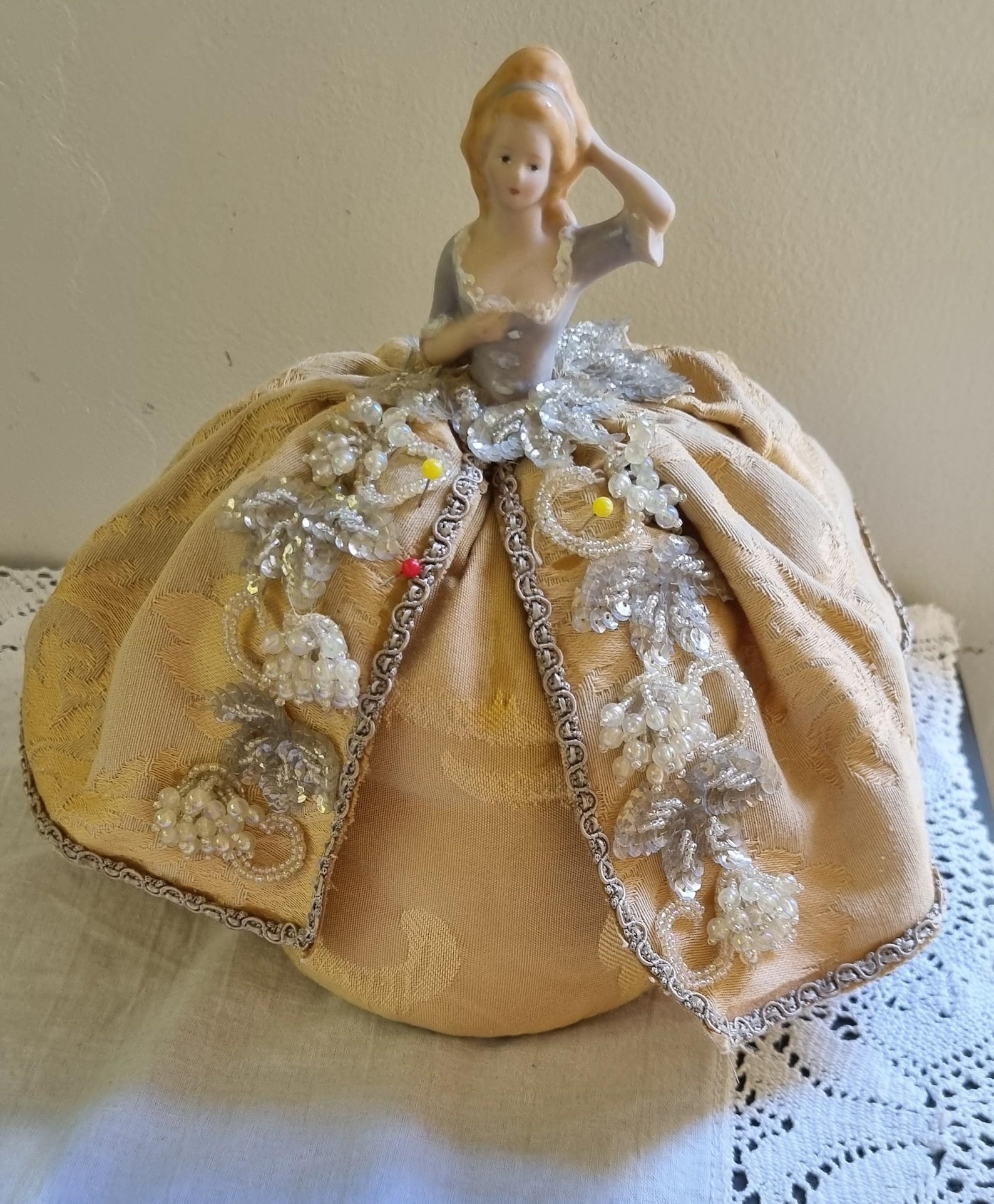 Vintage Bisque Porcelain Lady Pin Cushion - Etsy