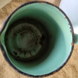 Vintage Green Enamelware Pitcher - Etsy