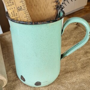 Vintage Green Enamelware Pitcher - Etsy