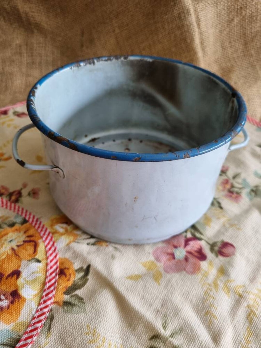 Very Old Rustic Egg Shell Blue Enamelware Collander - Etsy