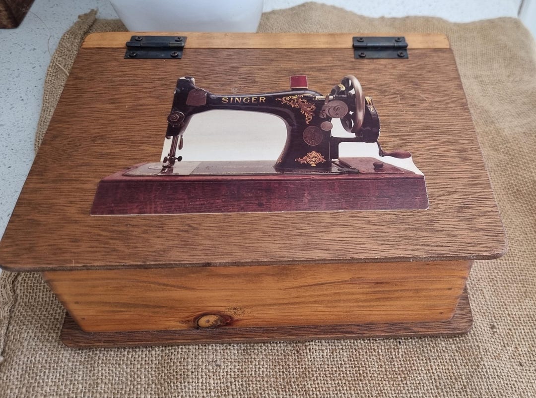 Vintage Wooden Sewing Box - Etsy