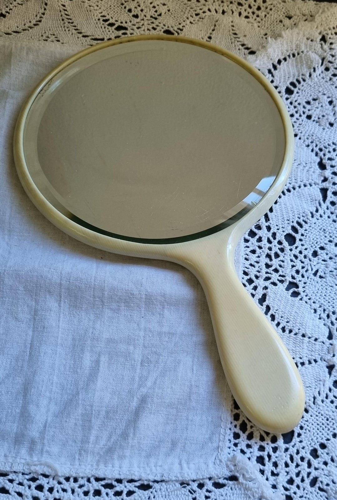 Vintage Hand Held Celluloid Bevelled Edge Mirror - Etsy