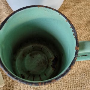 Vintage Green Enamelware Pitcher - Etsy