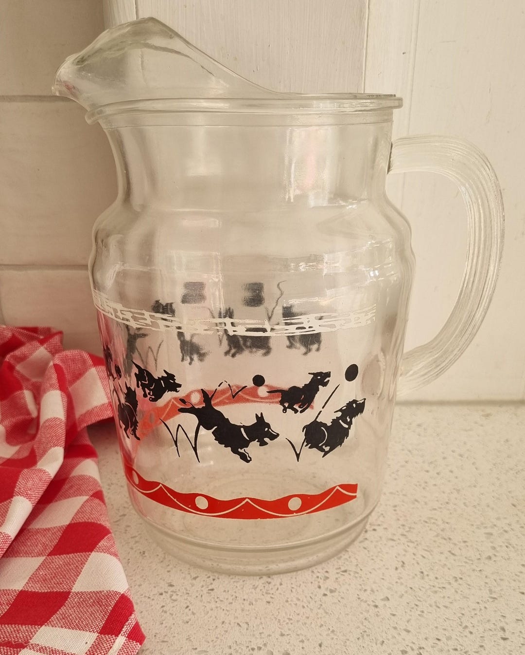 Large Vintage Scotty Dog Glass Vase / Pitcher - Etsy
