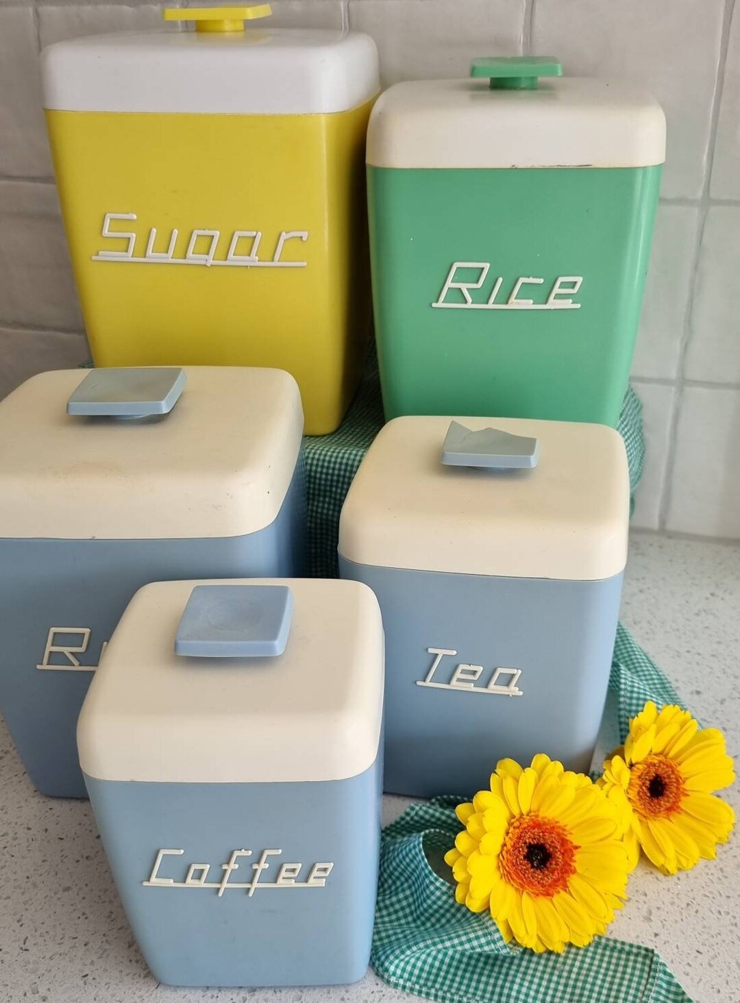 Vintage Set of 5 Nally Ware Plastic Pastel Cannisters - Etsy Australia