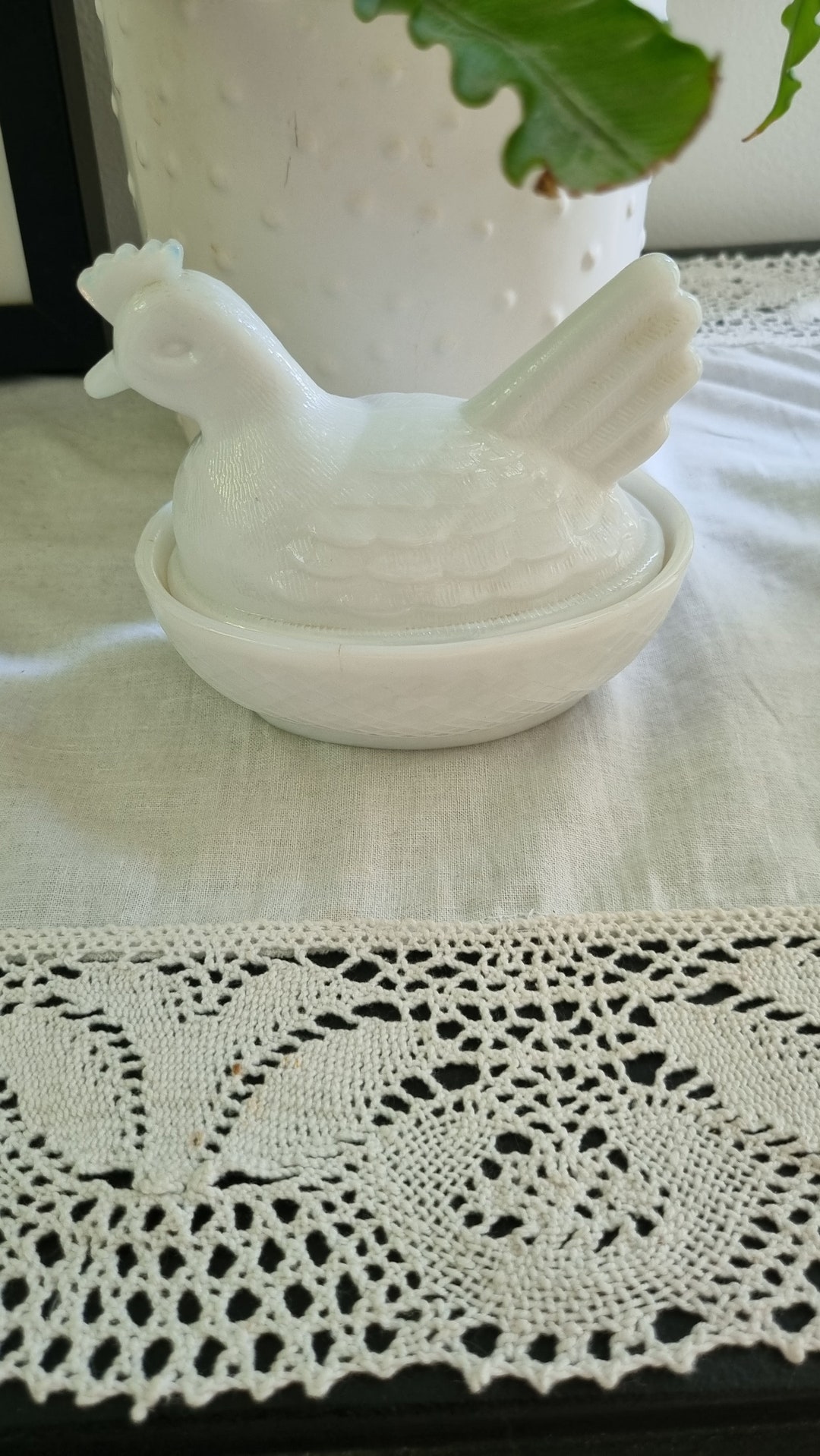 Vintage Milk Glass Mini Chcken Lidded Dish - Etsy Australia