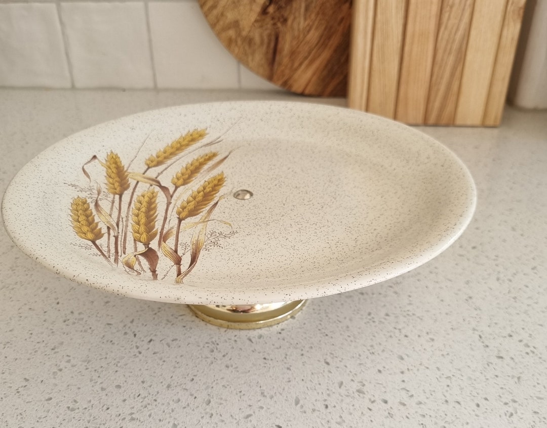 Vintage Bakelite Platter on Stand With Wheat Design - Etsy