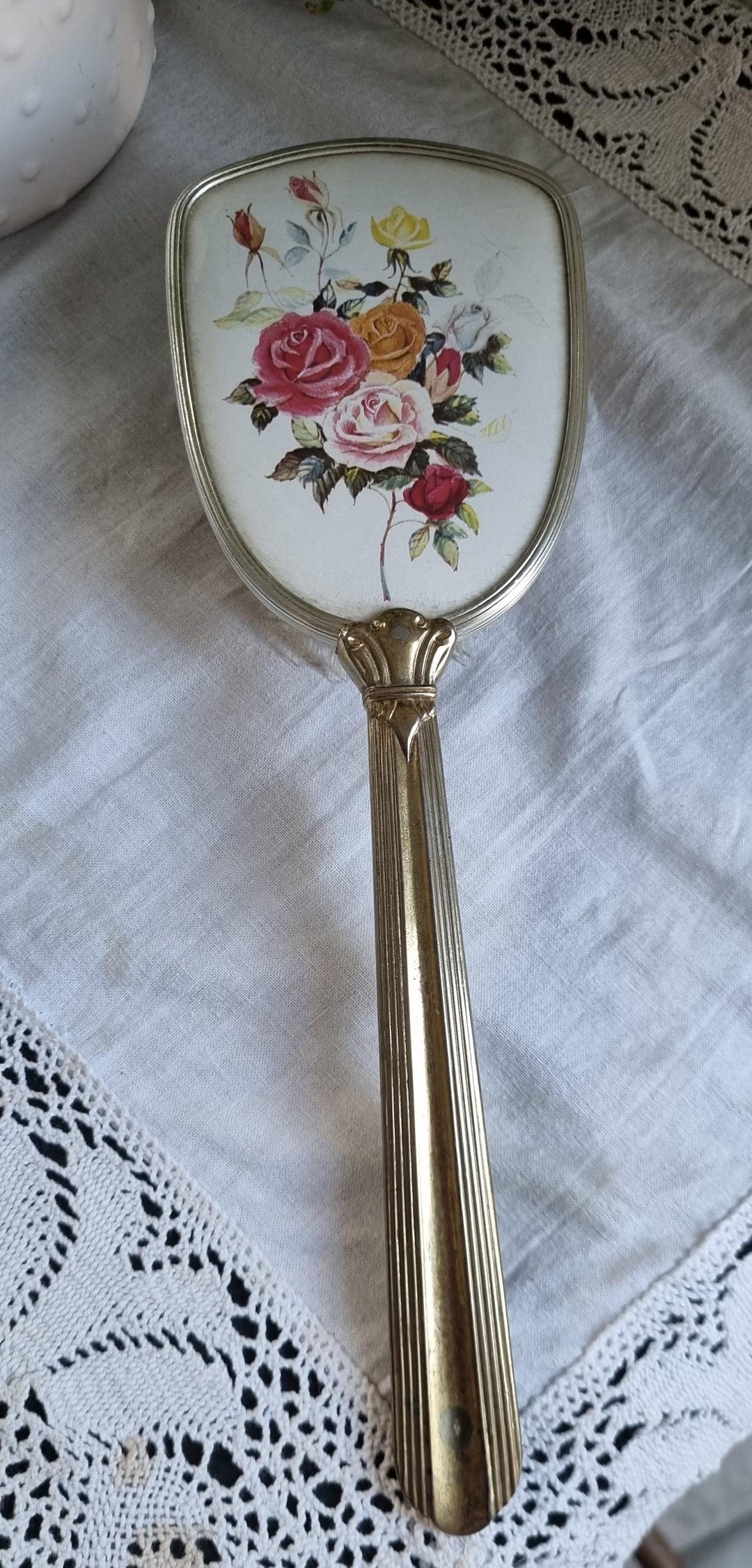Vintage Hair Brush With Rose Design - Etsy