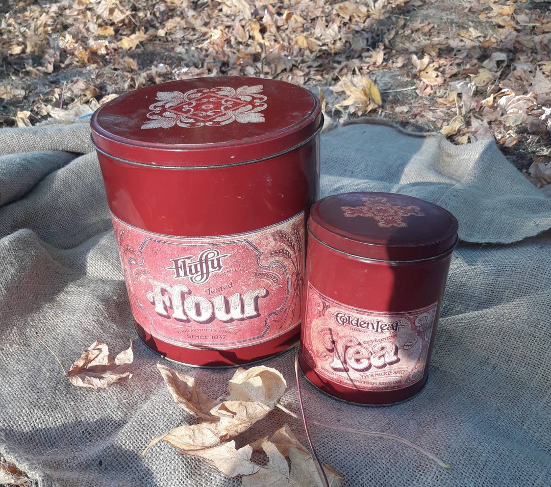 Two Tin Cannisters Vintage Style - Etsy