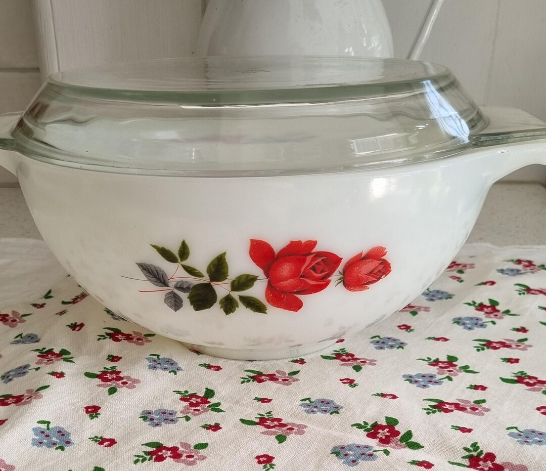 Vintage JAJ Red Rose Lidded Casserole Dish - Etsy