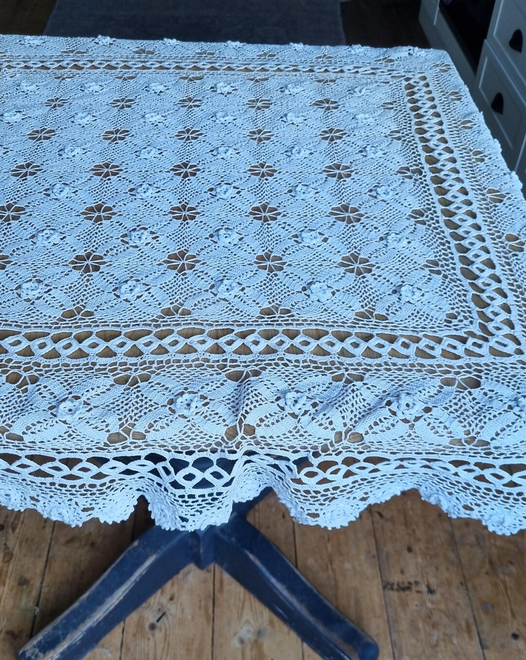 Vintage White Cotton Crocheted Tablecloth - Etsy