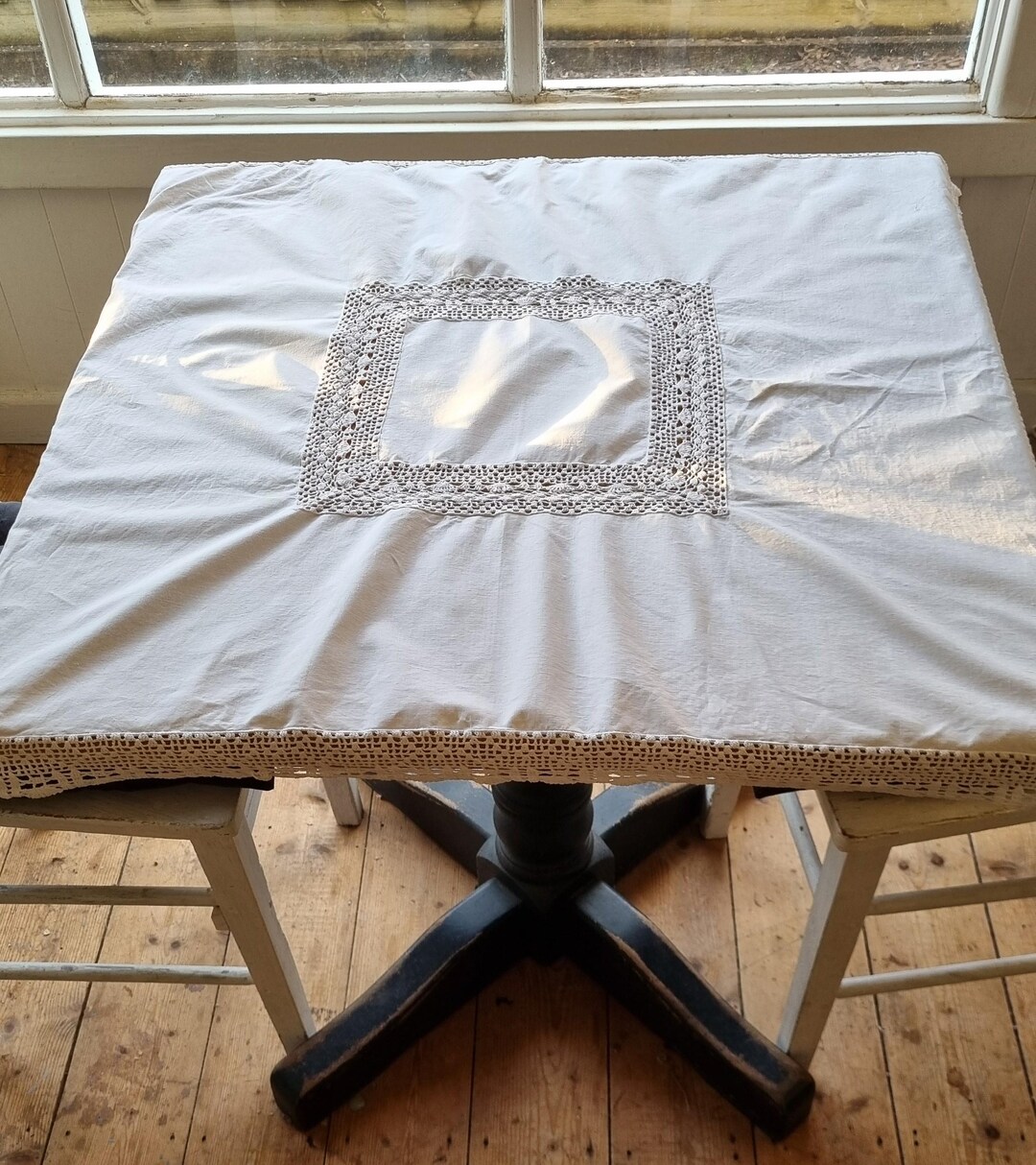 Vintage White Cotton Tablecloth - Etsy