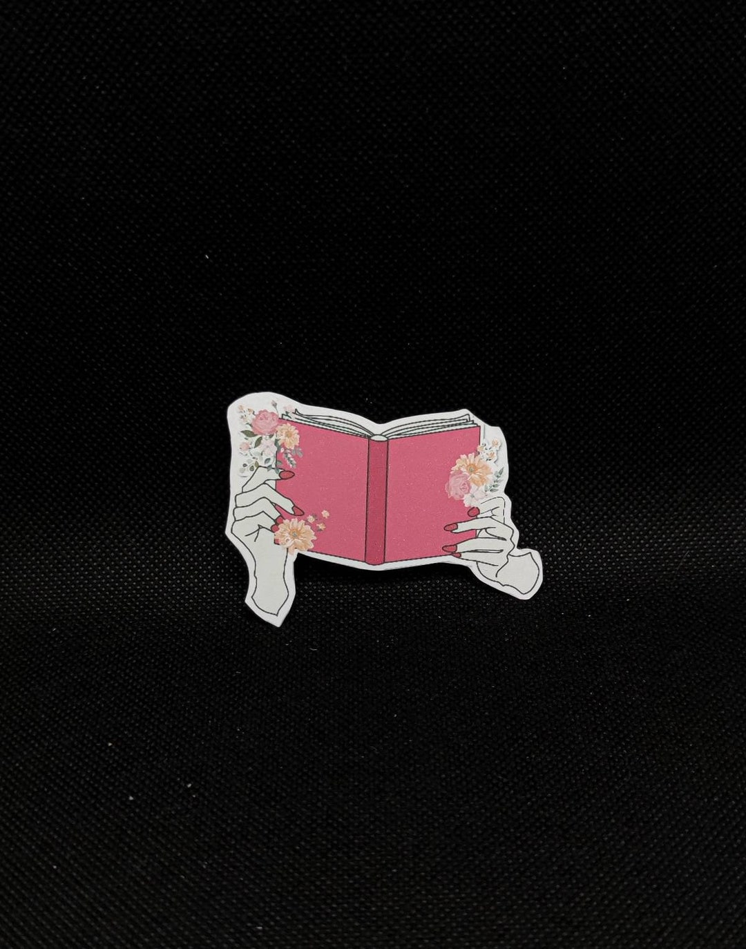 Open Pink Book Floral Sticker - Etsy