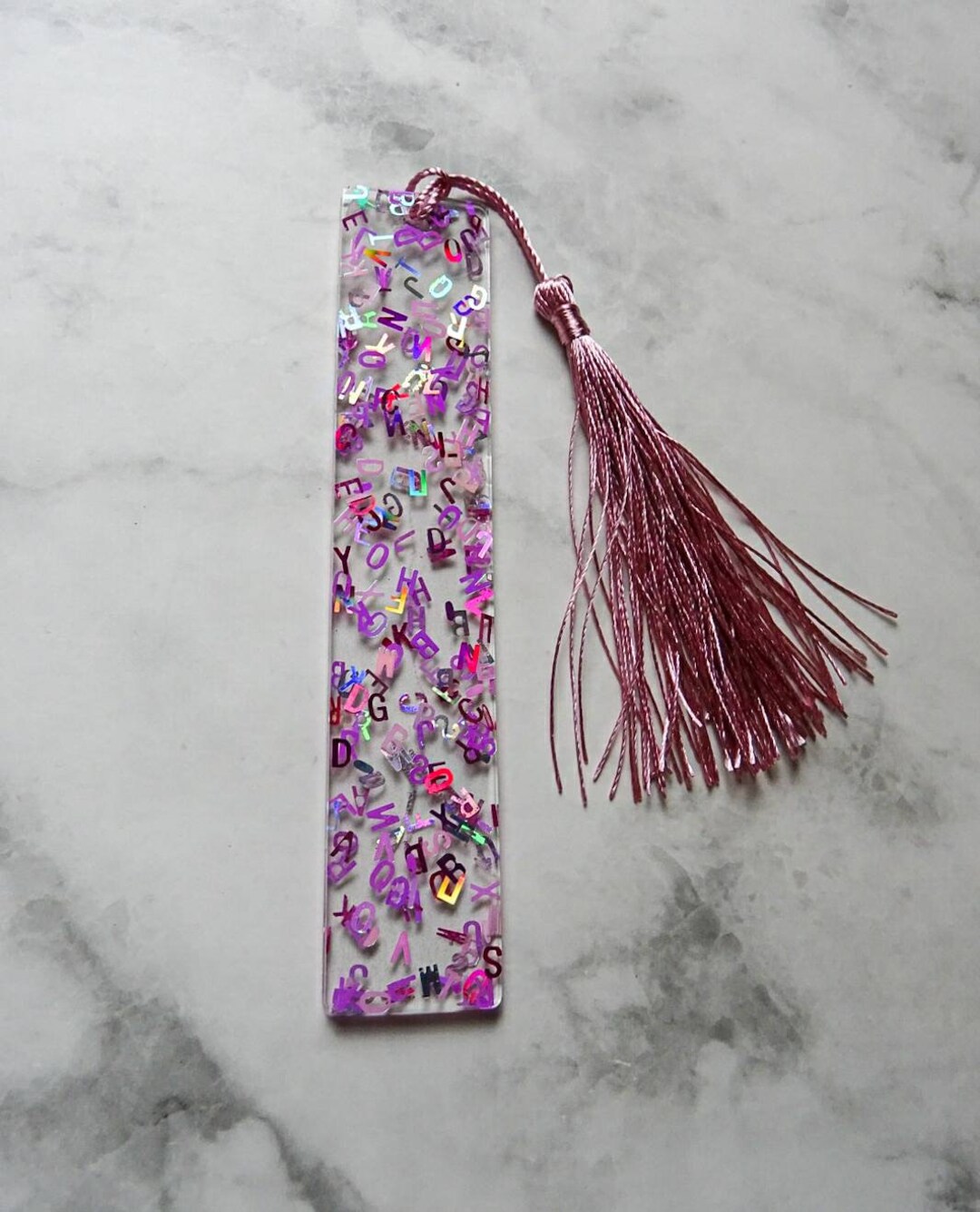 Holographic Alphabet Iridescent Letters Epoxy Resin Bookmark colour ...