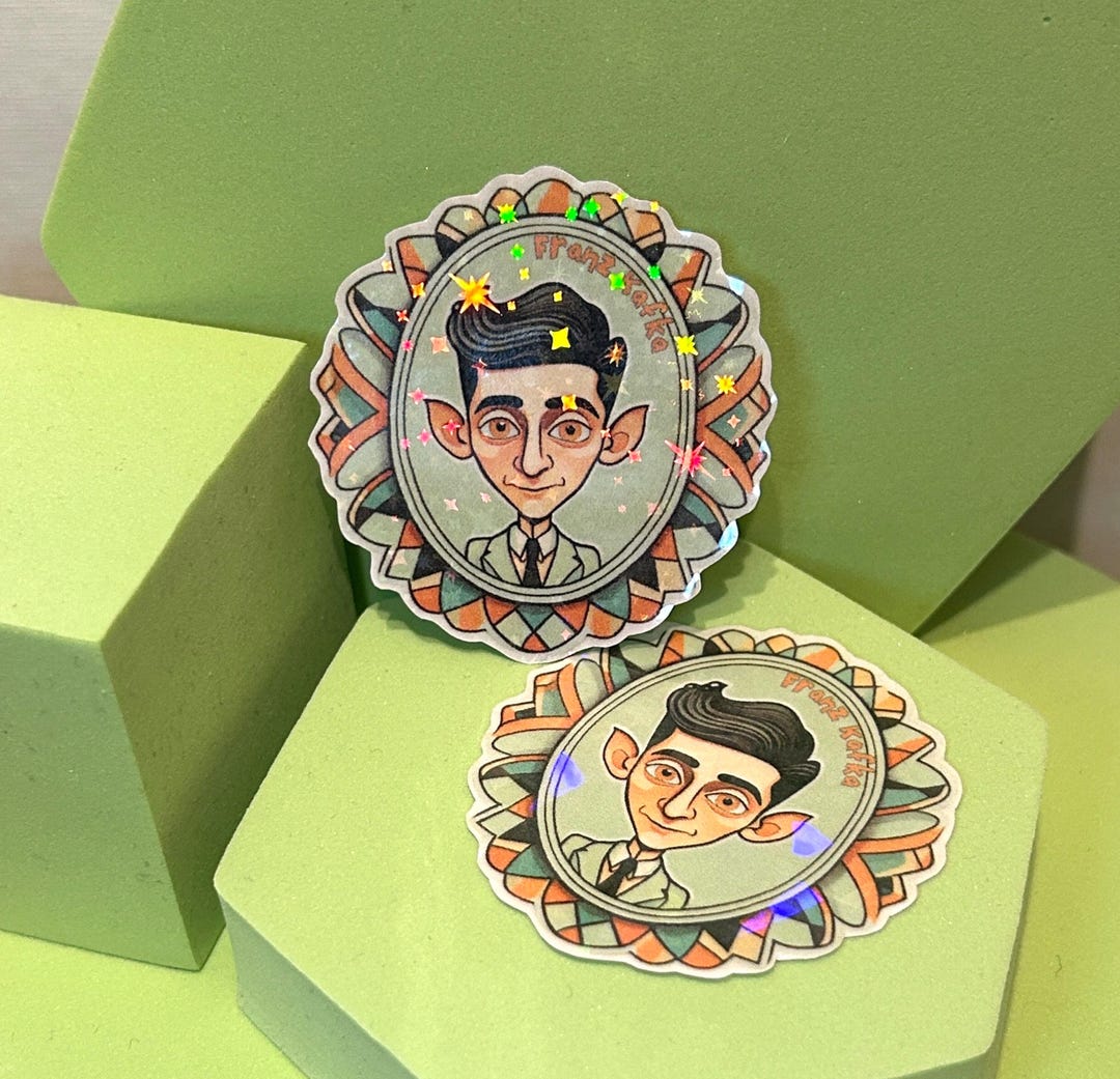 Franz Kafka Portrait Holographic Glitter Sticker - Etsy