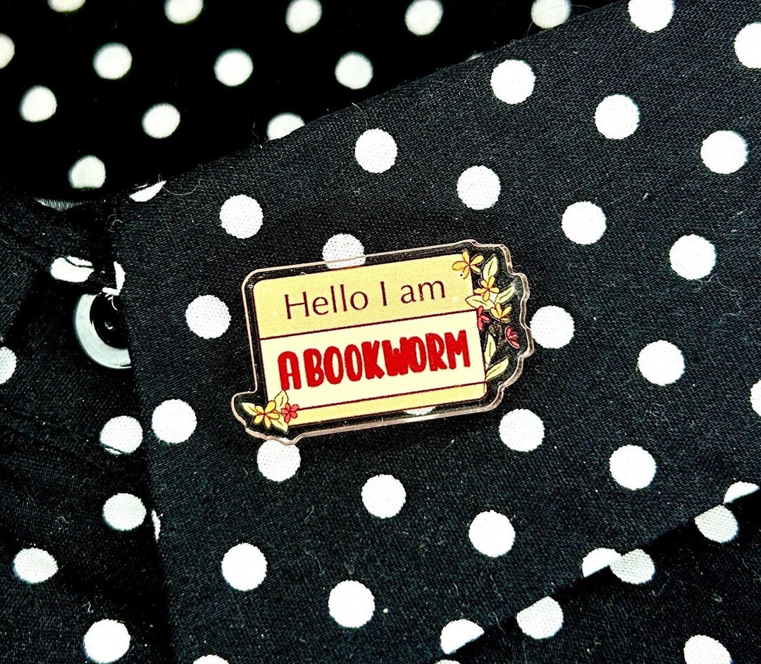Hello I Am a Bookworm Name Tag Lapel Pin Badge - Etsy