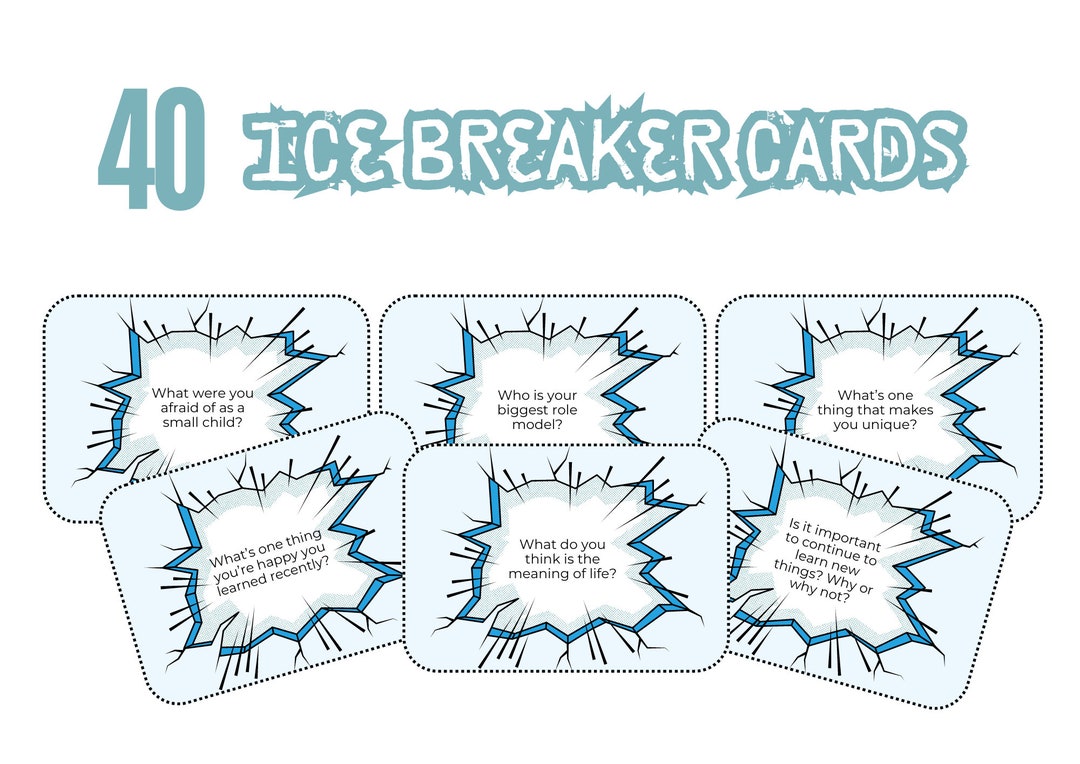 40 Printable Unique and Fun Ice Breaker Cards - Ideal for Meeting Check ...