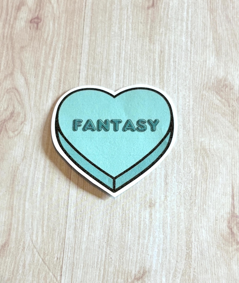 FANTASY - Mint Green Candy Love Heart Book Trope Bookish Genre Sticker ...