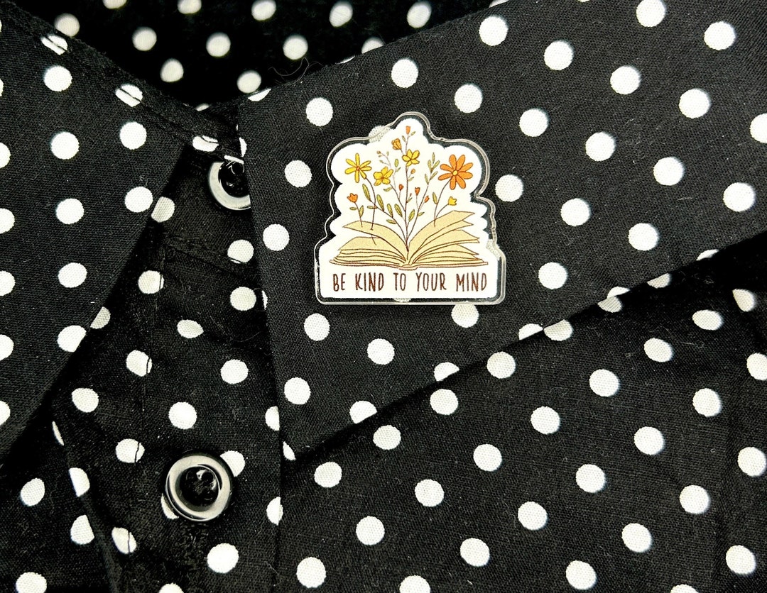 Be Kind to Your Mind Floral Open Book Lapel Pin Badge - Etsy