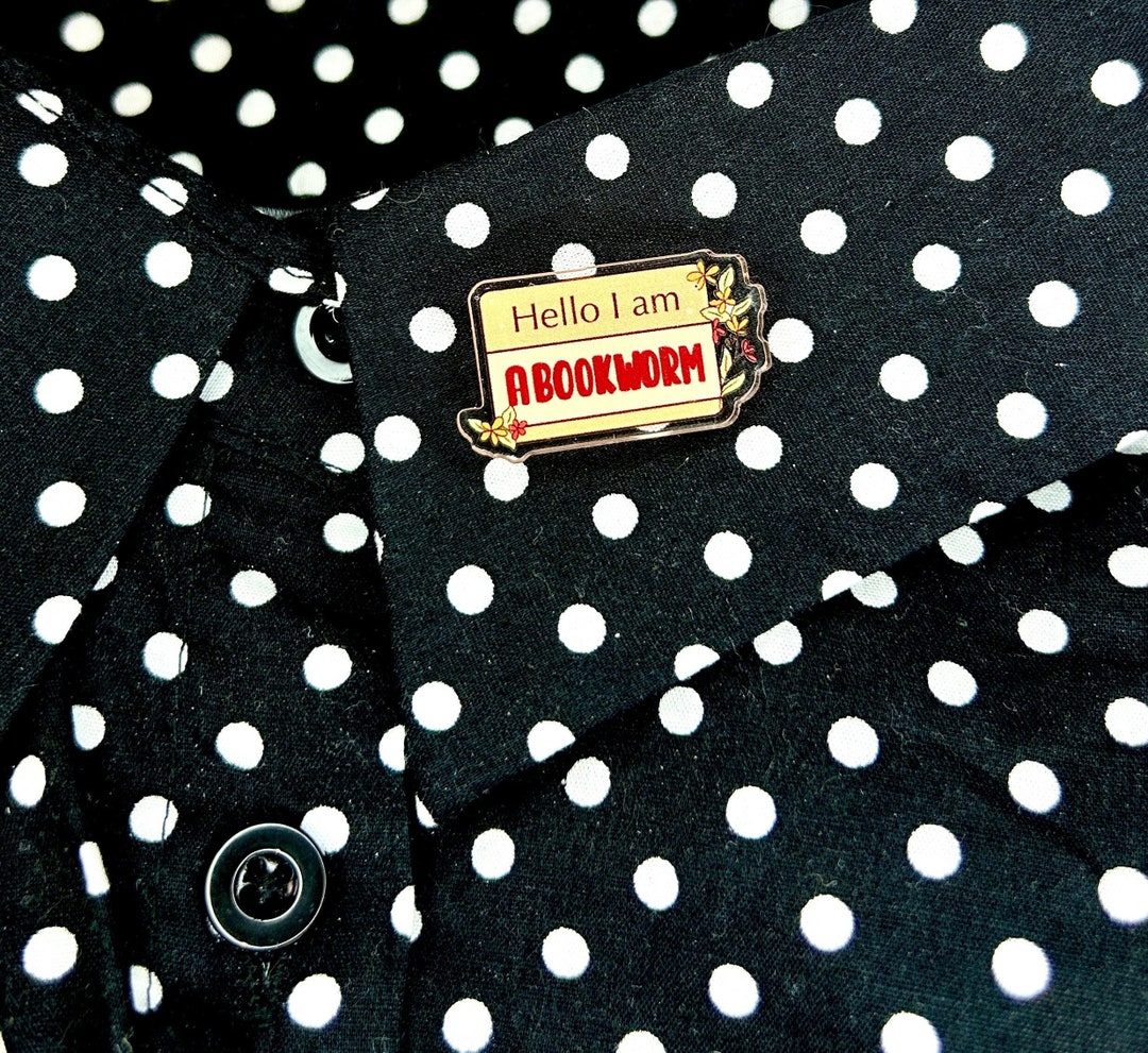 Hello I Am a Bookworm Name Tag Lapel Pin Badge - Etsy