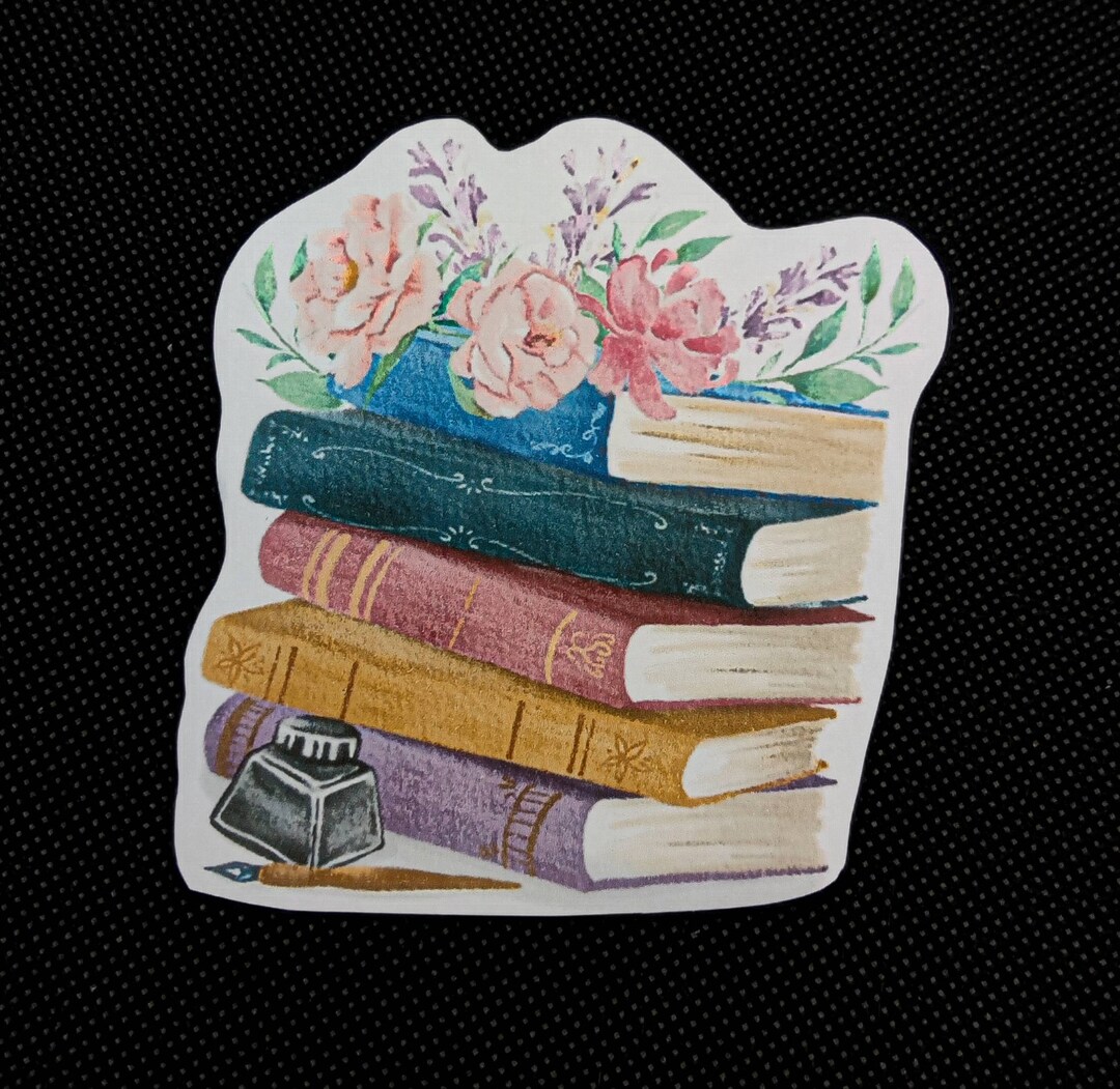 Watercolour Classic Book Stack Sticker - Etsy