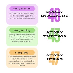 130 Printable Story Writing Cards - Unique Starters, Endings & Ideas ...