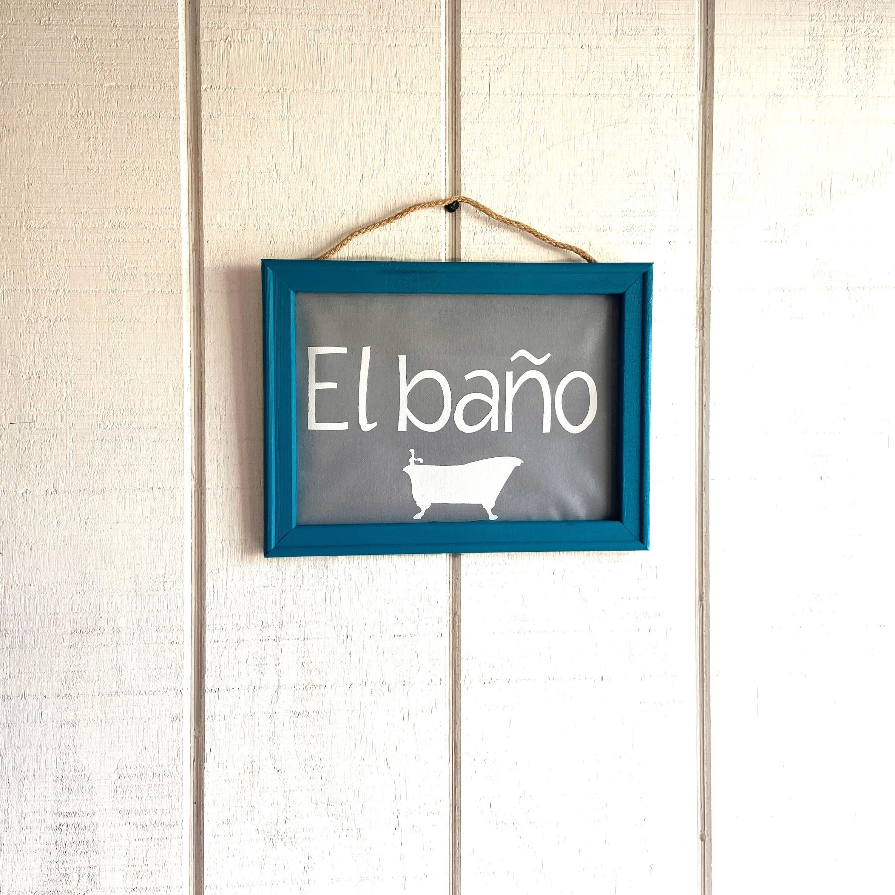 Bathroom Signs, El Bano Sign, Bathroom Wall Art, Bathroom Shelf Decor ...