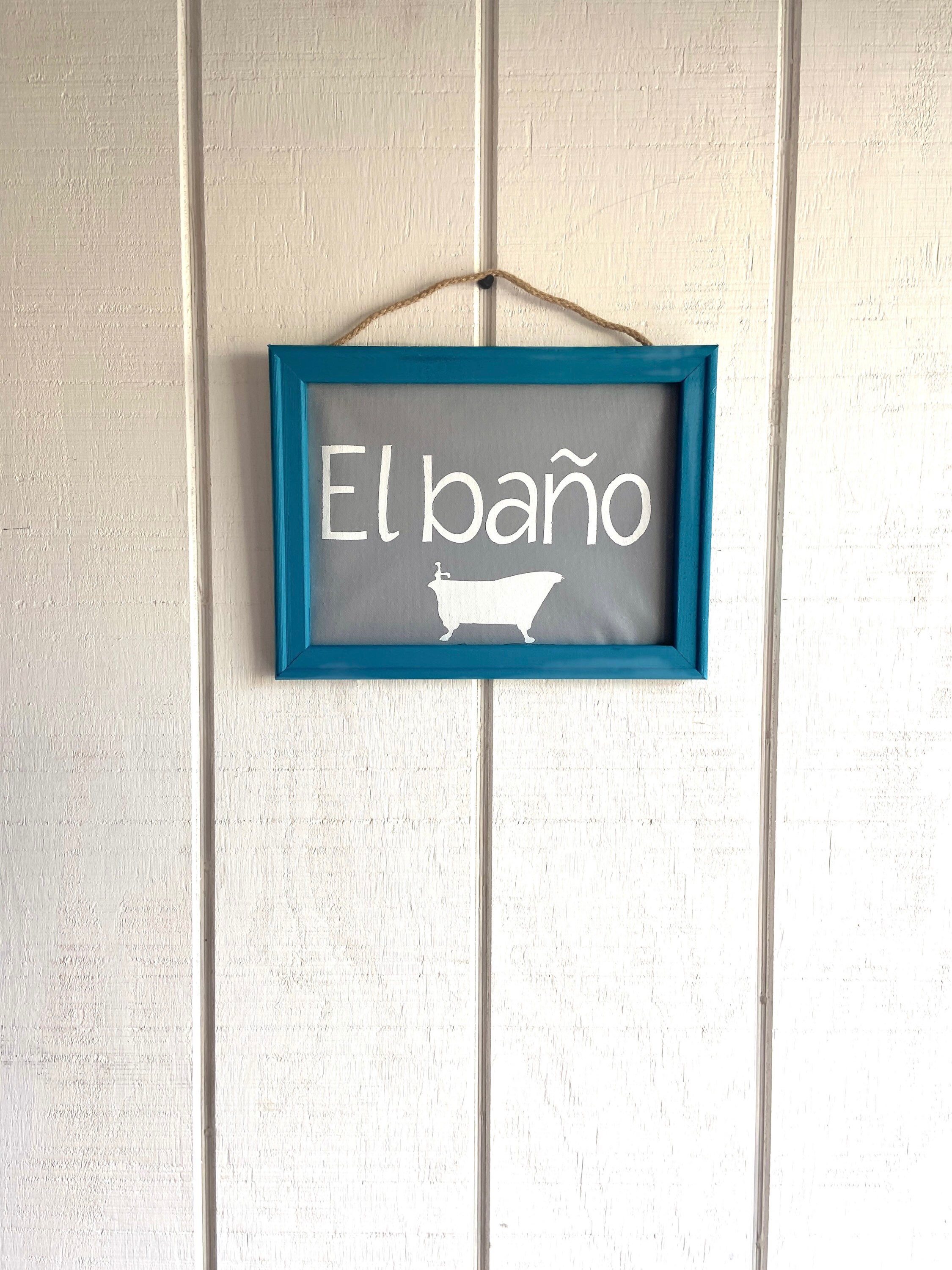 Bathroom Signs, El Bano Sign, Bathroom Wall Art, Bathroom Shelf Decor ...