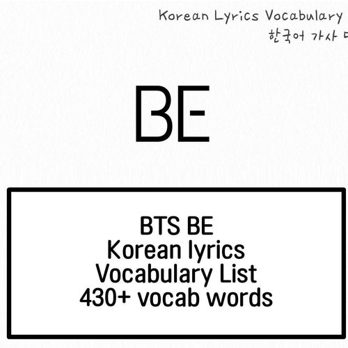 BTS Korean Lyrics Vocabulary Lists 30 Songs / 1700 Vocab - Etsy