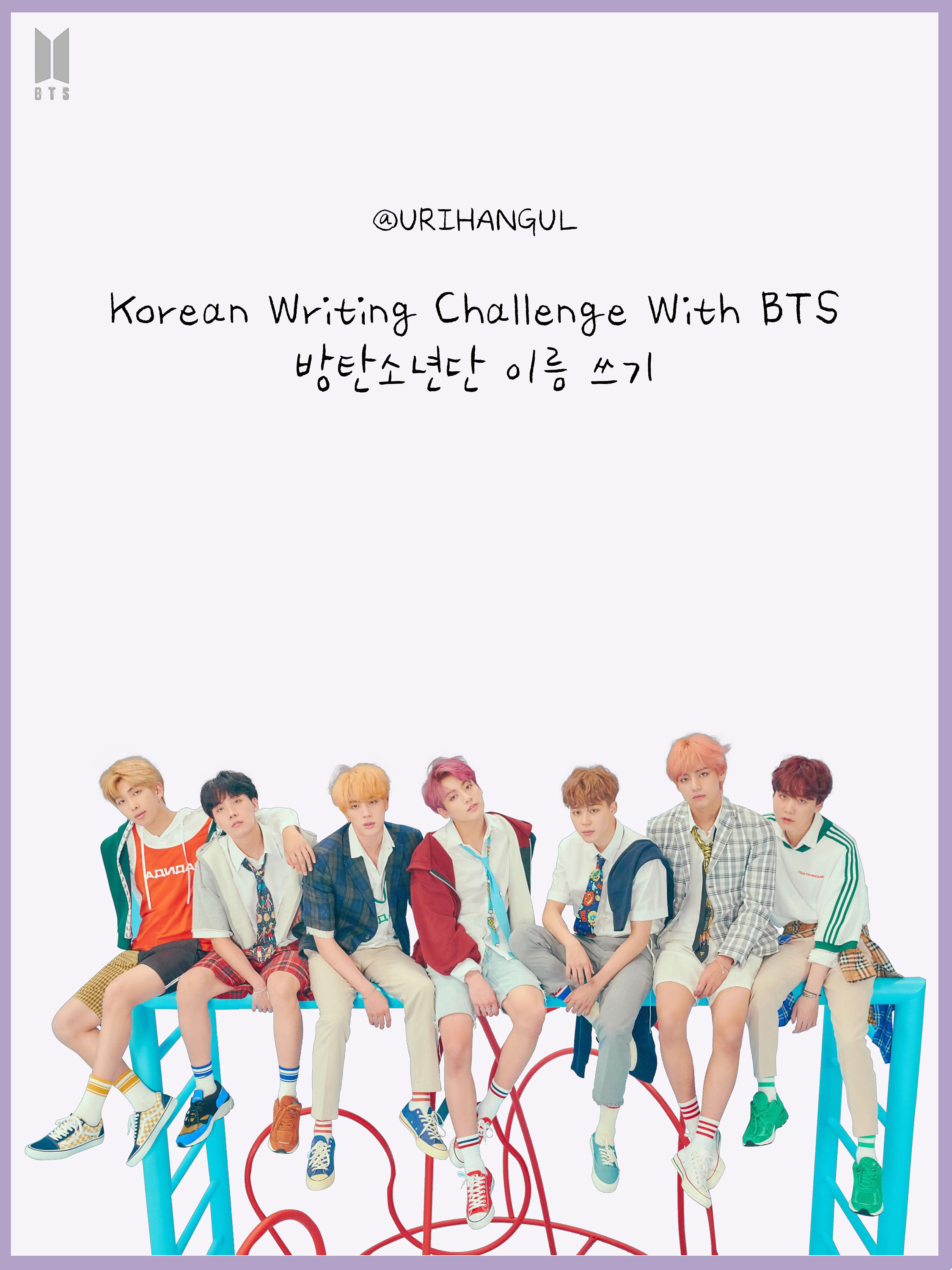 Write BTS Member's Names in Korean Alphabet Hangul / Learn Korean With ...