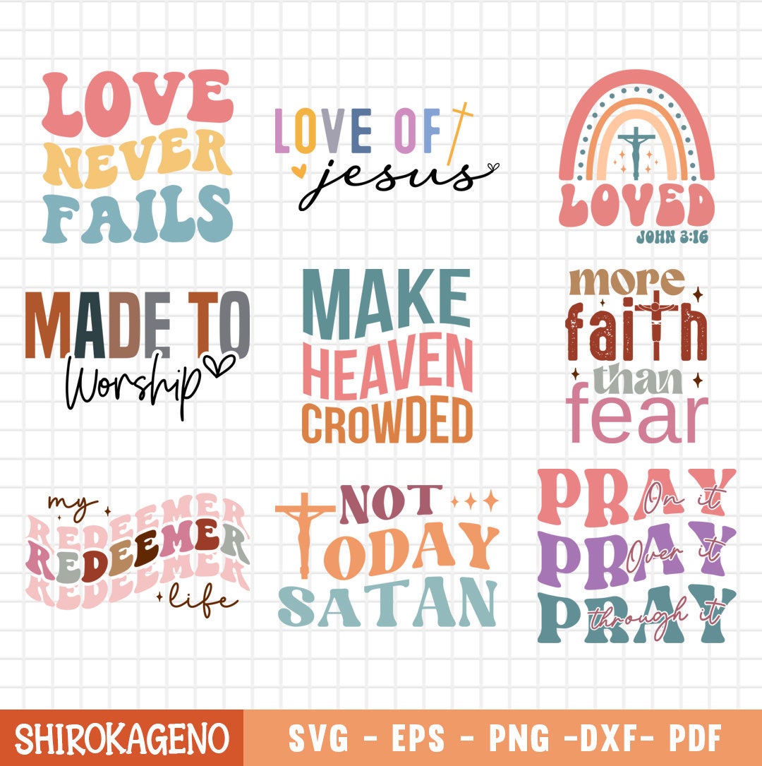 Retro Christian Svg Bundle, Religious Svg, Scripture Svg, Bible Verse ...
