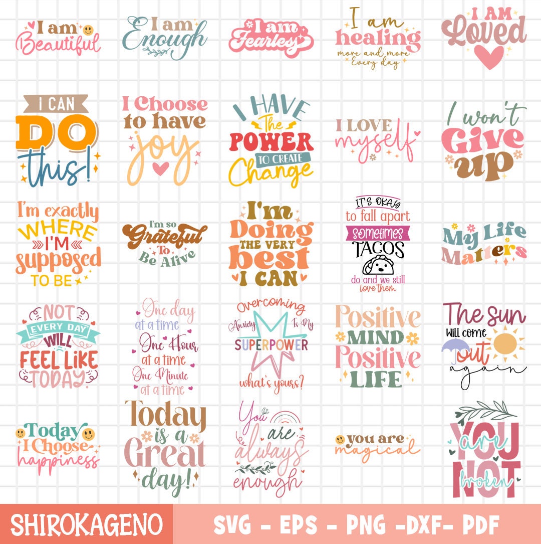 Inspirational Quotes Svg, Self Love Svg Bundle, Motivational Svg Bundle ...