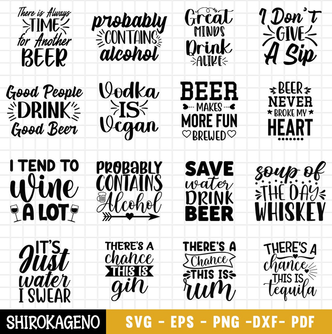 Alcohol Svg Bundle, Shot Glass Quotes Svg, Tequila Svg, Funny Drinking ...