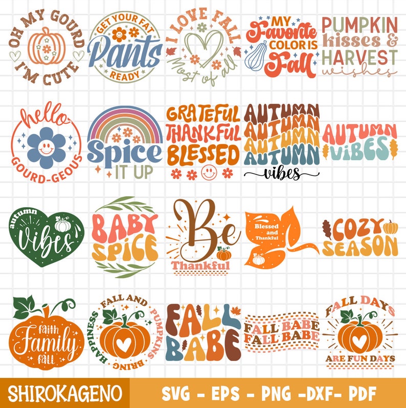 Fall Autumn Svg Bundle, Pumpkin Svg, Fall Svg, Autumn Svg, Thanksgiving ...