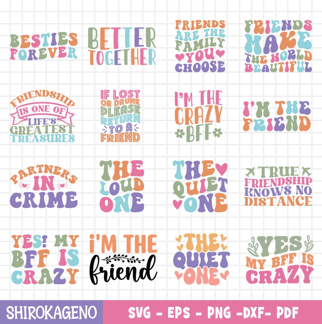 Retro Friendship Svg Bundle, Friends Svg, Best Friends Svg, Friendship ...