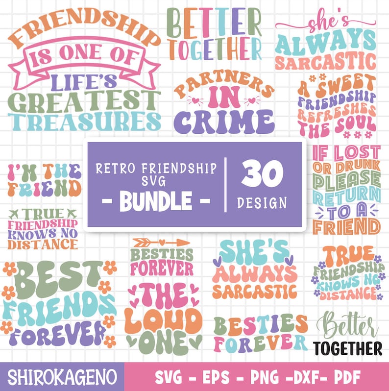 Retro Friendship Svg Bundle, Friends Svg, Best Friends Svg, Friendship ...