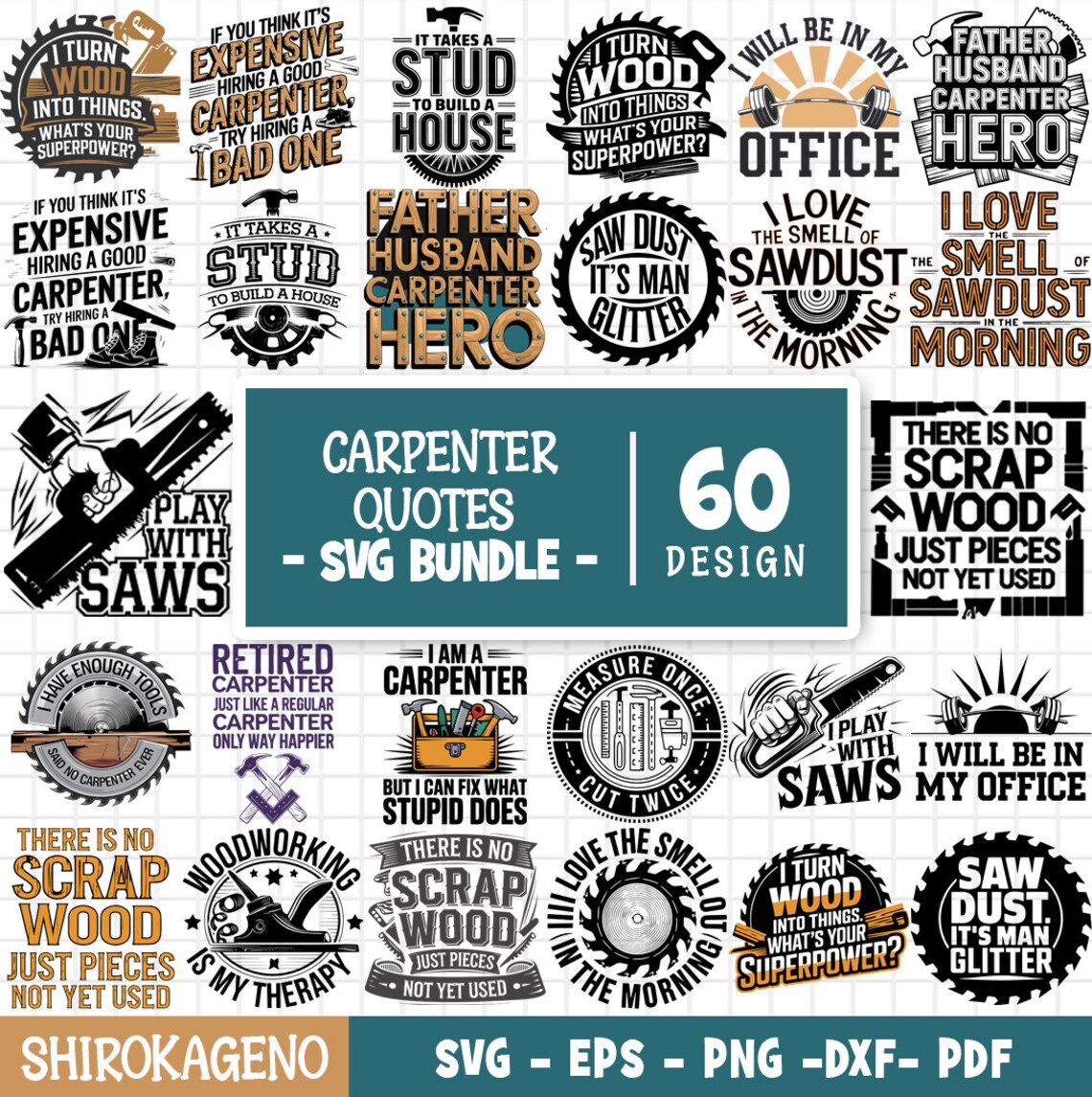 Carpenter Quotes SVG Bundle, Carpenter Svg, Carpenter Skull Svg ...