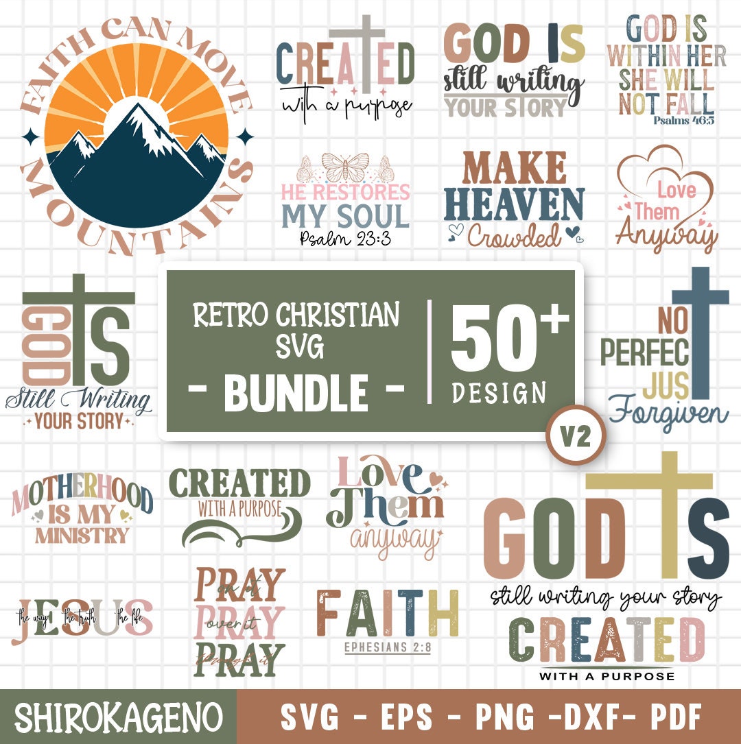 Retro Christian Svg Bundle, Religious Svg, Scripture Svg, Bible Verse ...