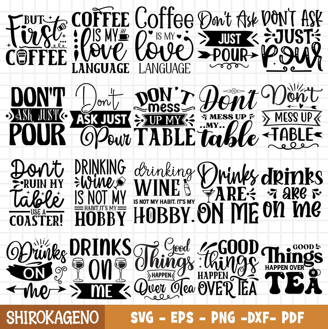 Coaster Svg Bundle, Wine Saying Svg, Coffee Coaster Svg, Drink Coaster ...