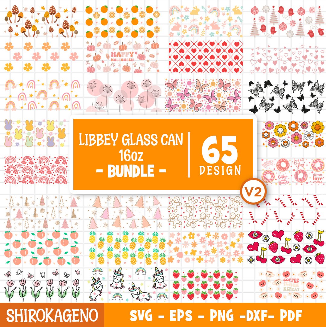 Libbey Glass Can Bundle - 16oz Glass Can Svg, Libbey Glass Can Wrap ...